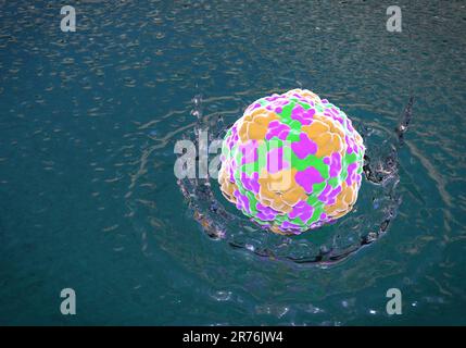 Water-borne viruses, conceptual image showing Hepatitis A virus ...