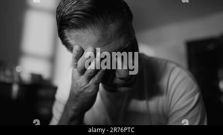 Older man struggling with trauma and loneliness. Middle-aged male ...