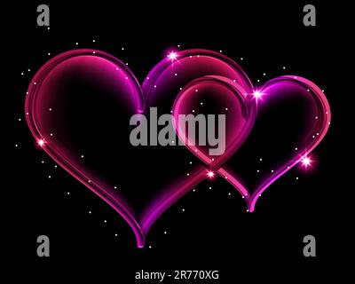 Pink shining star on black background. Light explosion, bright burst ...