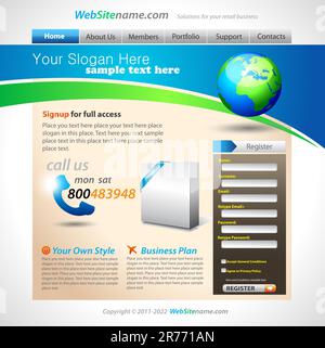 Business WebSite Template with accurate Globe illustration Stock Vector ...