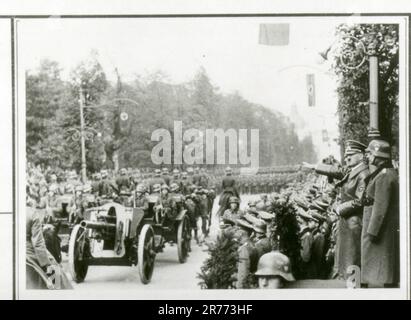 Hitler in Warsaw, Poland. Original English Caption: "Poland, Warsaw ...