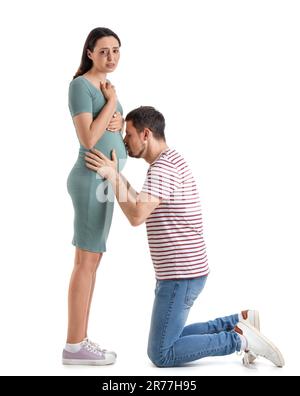 Husband begging his bruised pregnant wife to forgive him at home ...