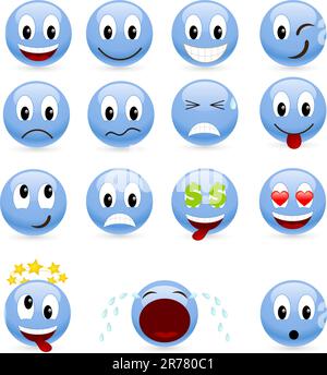 Set smiles, grin. Vector illustration. smiling emoticon character ...