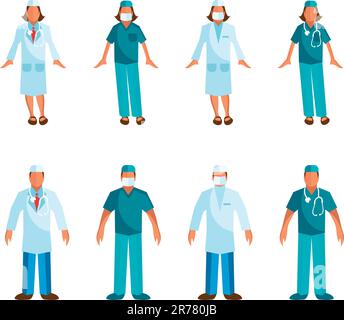 specialist women doctors with stethoscope and uniform vector ...