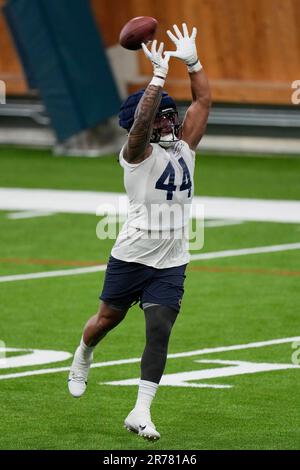 Chicago Bears linebacker Noah Sewell listens to a question from the ...