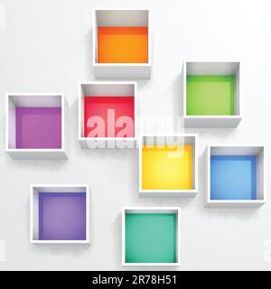 3d isolated Empty colorful bookshelf. Vector illustration Stock Vector ...
