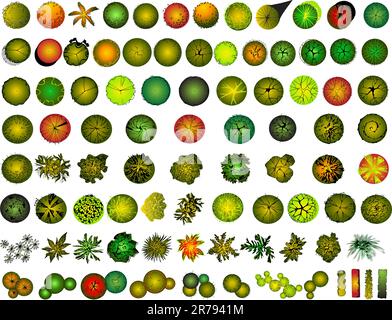Tree and treetop symbols, vector set for architectural or landscape ...