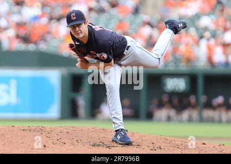 Cleveland Guardians starting pitcher Logan Allen (26) turns his back as ...