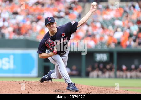 Cleveland Guardians starting pitcher Logan Allen delivers against the ...