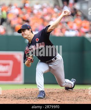 Cleveland Guardians pitcher Logan Allen delivers during the first ...