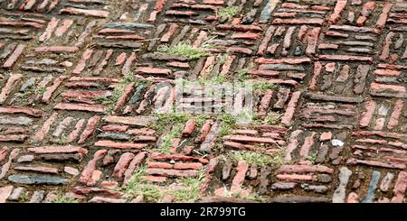 Old indian brickwork in Agra red fort, masonry walkway covered with ...