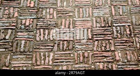 Old indian brickwork in Agra red fort, masonry walkway covered with ...