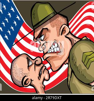 Angry cartoon drill sergeant screaming in anger Stock Vector Image ...