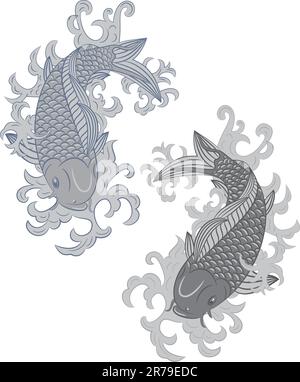 blue koi fish vector illustration cartoon style Stock Vector Image ...