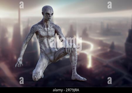 Humanoid alien with photo realistic highly detailed skin texture, 3D ...