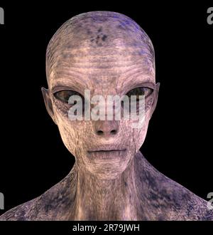 Portrait of a humanoid alien looking at camera with photo realistic ...