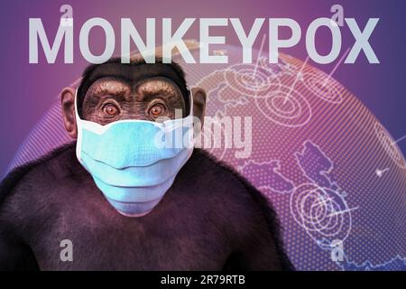 Monkeypox awareness. Monkey in upset position holding his head ...
