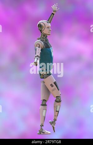 Robot ballet dancer, 3D illustration. Dancing humanoid robot. Android ...