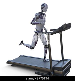 Humanoid robot running on a treadmill, illustration Stock Photo - Alamy