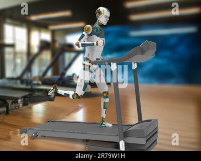 Humanoid robot running on a treadmill, illustration Stock Photo - Alamy