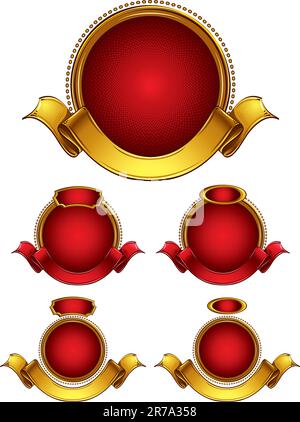 Set of empty emblems, ribbons. Design elements for logo, badge, sign ...