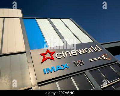 Exterior façade of the Cineworld multiplex cinema situated in York ...