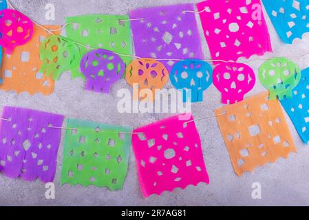 Mexican paper flag garland for Day of the death Stock Photo - Alamy