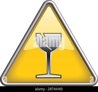 Glass Hazard Warning sign. An illustration of broken glass warning ...