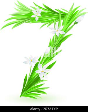 One alphabet symbol of spring flowers - digit One. Illustration on ...