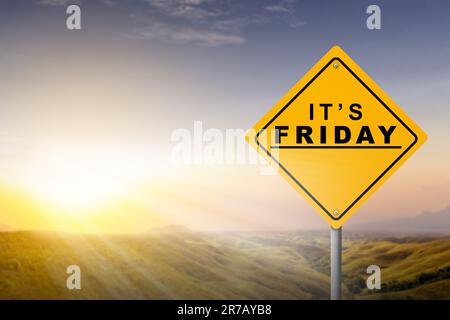 Warning sign with It's Friday text. Happy Friday concept Stock Photo ...