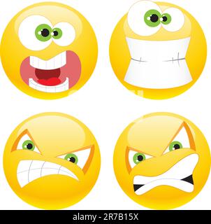 Set of cool smileys. Vector illustration, isolated on a white Stock ...