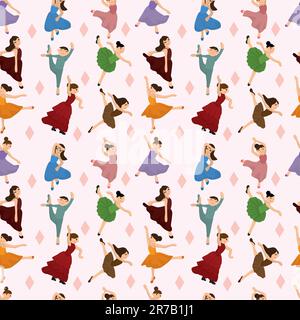 Ballet dancer girl seamless pattern. Abstract vector illustration. Flat ...