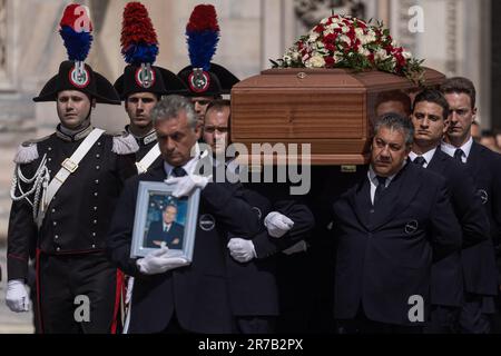 Milan, Italy. 14th June, 2023. The coffin of the former Italian Prime ...