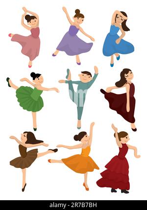 Girl practice ballet icon. Dancer sport person health and balance theme ...