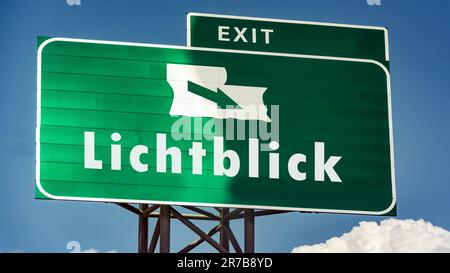 a picture with signposts in the direction of a bright spot in German ...