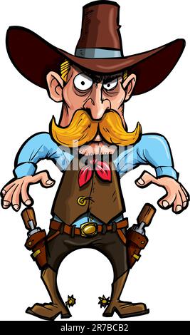 cartoon Cowboy stetson hat light brown isolated on white background ...