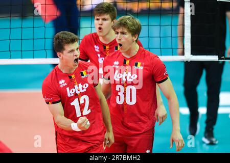Lodz, Poland. 14th June, 2023. Seppe Rotty during the CEV Volleyball ...