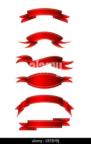 illustration of shapes of ribbons on white background Stock Vector ...