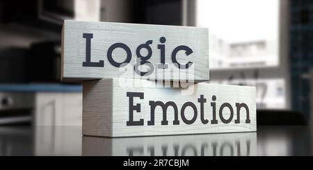 Emotion, logic - words on wooden blocks - 3D illustration Stock Photo ...