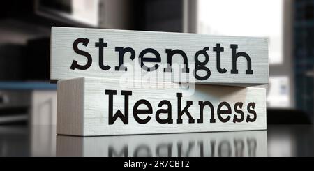 Weakness, strength - words on wooden blocks - 3D illustration Stock ...