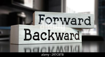 Forward, backward - words on wooden blocks - 3D illustration Stock ...