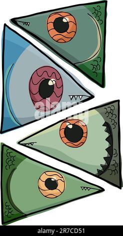 Four colorful cartoon fish isolated on a white background, suitable for ...