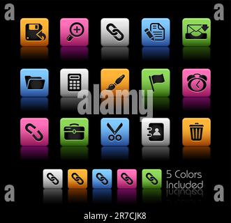 The vector file includes 5 color versions for each icon in different ...