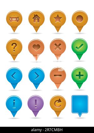 Speech bubbles and map pointer illustration design over a white ...