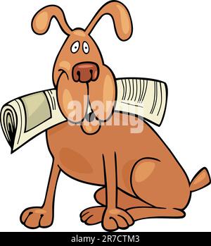 Vector cartoon happy dog with newspaper, card template Stock Vector ...