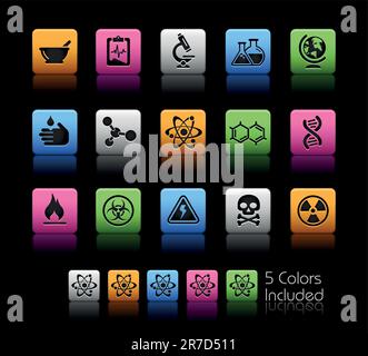 The vector file includes 5 color versions for each icon in different ...