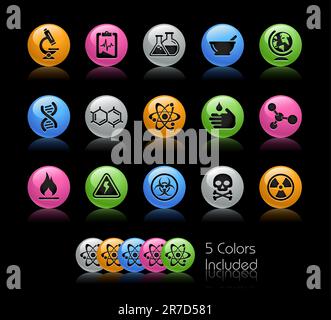 The vector file includes 5 color versions for each icon in different ...