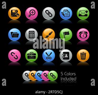 The vector file includes 5 color versions for each icon in different ...