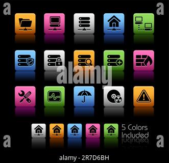 The vector file includes 5 color versions for each icon in different ...