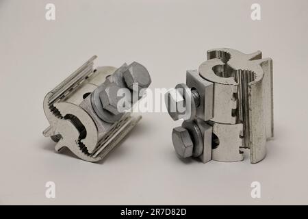 connecting clamp metal connections for contour earthing Stock Photo - Alamy